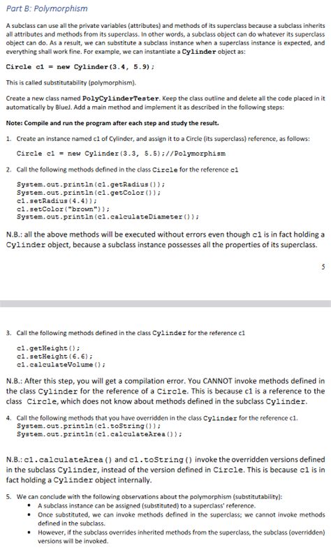 Solved E The Subclass Cylinder Inherits A Tostring
