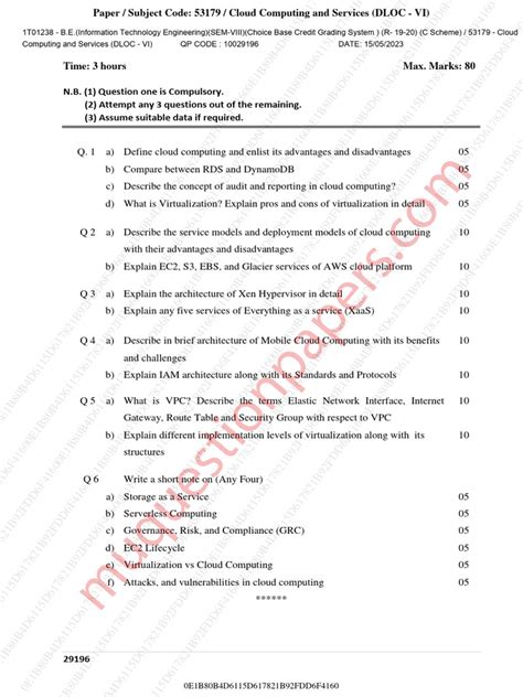 be information technology semester 8 2023 may dloc vi cloud computing