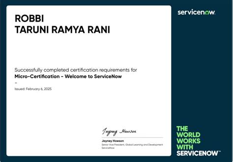 Robbi Taruni Ramya Rani On Linkedin Servicenow Certification