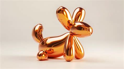 A 3d Balloon Canine Rendered Inflated Puppy Shiny Golden Bubble