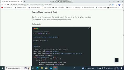 5b Extract Phone Number And Email Id From The File Python Lab 21csl46 Dept Of Ise Rit