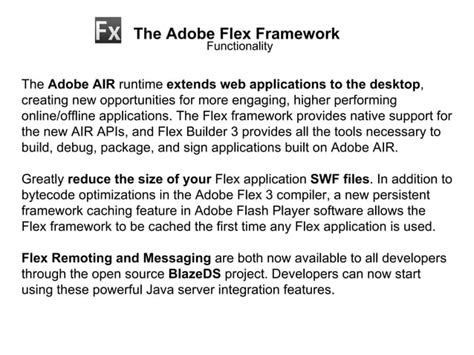 Flex Framework Presentation Ppt Ppt