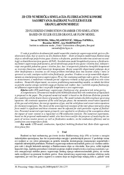 Pdf Fluidized Combustion Chamber Cfd Simulation Based On Euler Euler