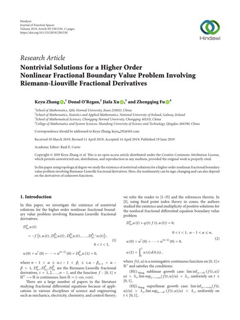 Pdf Nontrivial Solutions For A Higher Order Nonlinear Fractional