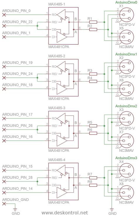 esquema arduino 4 universos dmx shield arduino circuitos impresos