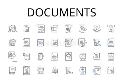 Documents Line Icons Collection Files Papers Records Forms