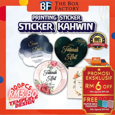100pcs Sticker Custom Label Produk Doort Kahwin Sticker Aqiqah