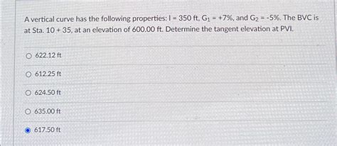 A Vertical Curve Has The Following Properties Chegg