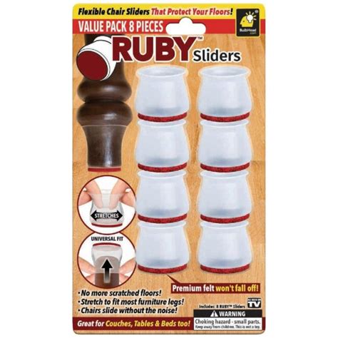 Ruby Sliders Silicone With Felt Bottom Furniture Slider 8 Count