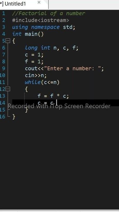 Factorial In C 🔥😱😱 Cpp Programing Coding Area Youtubeshorts