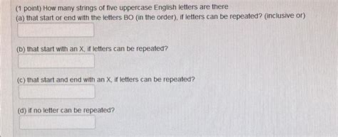 solved 1 point how many strings of five uppercase english