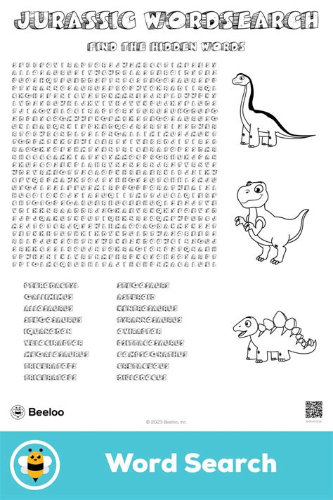 Dinosaur Word Search Printable