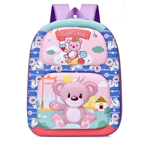 Mochila Para NiÑas Kawaii Alto Relieve Infantil Preescolar Osito