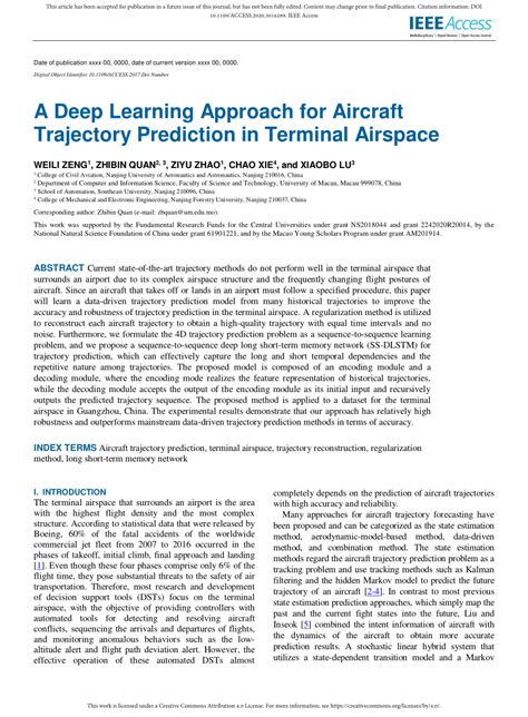 Pdf A Deep Learning Approach For Aircraft Trajectory Prediction In Terminal Airspace