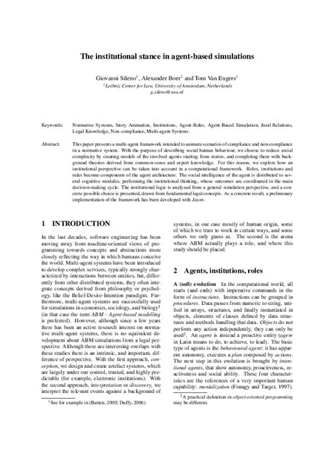 Pdf The Institutional Stance In Agent Based Simulations