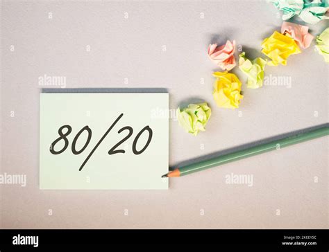 80 20 Pareto Principle Concept Inscription On Paper Notebook Stock