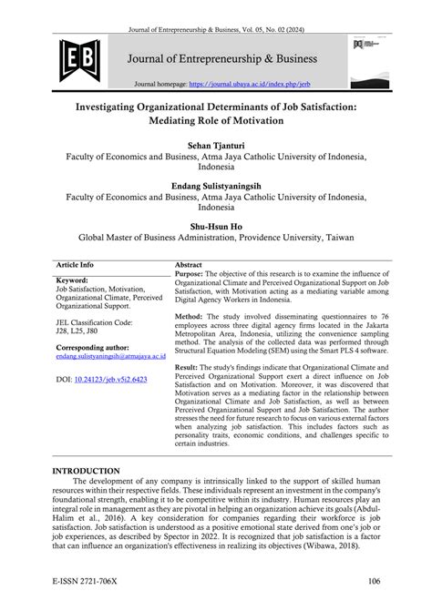 Pdf Investigating Organizational Determinants Of Job Satisfaction Mediating Role Of Motivation