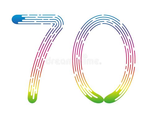 Number 70 From Colorful Rainbow Dotted Lines Isolated On White