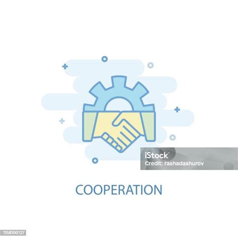 협력 라인 개념 간단한 선 아이콘 컬러 일러스트 협력 기호 플랫 디자인입니다 Ui Ux에 사용할 수 있습니다 동업에 대한 스톡 벡터 아트 및 기타 이미지 Istock