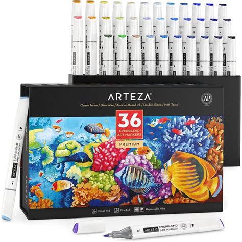 Arteza Art Alcohol Markers Set Of 72 Colors Everblend Dual Tip Markers