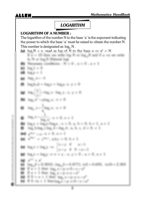 Solution Logarithm Formulaeshort Notes In English Studypool