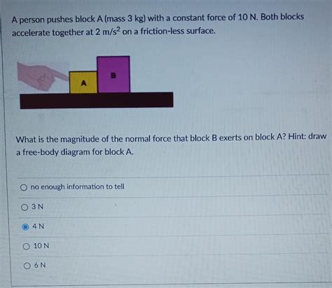 solved a person pushes block a mass 3 kg with a constant