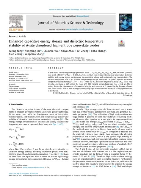 Pdf Enhanced Capacitive Energy Storage And Dielectric Temperature