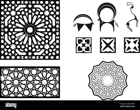 Set Of Persian Iranian Vector Icons Decorative Motifs Stock Vector