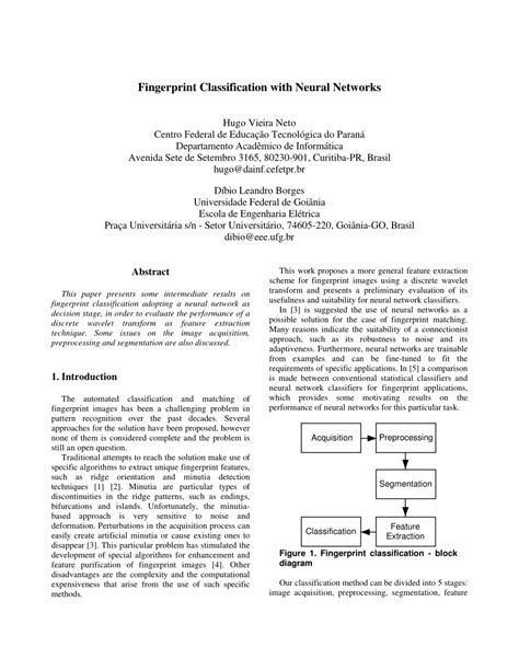 Pdf Fingerprint Classification With Neural Networks