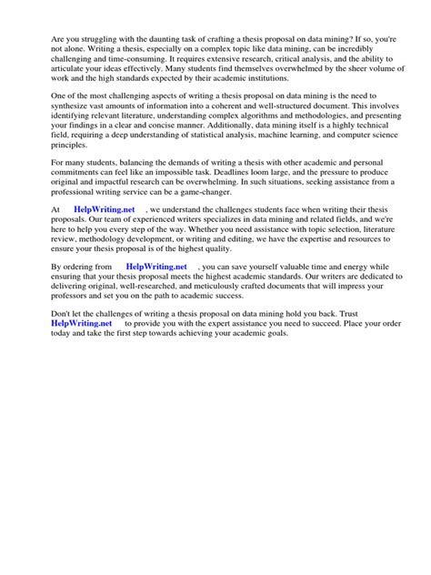 Thesis Proposal On Data Mining Pdf