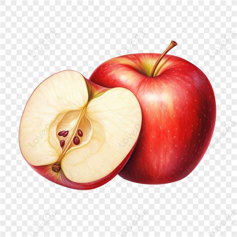 사과 그림의 절반 외딴 장식적인 건강한 Png 일러스트 무료 다운로드 Lovepik