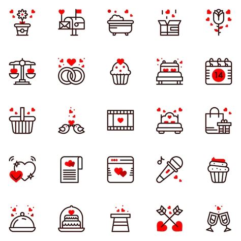 우정 아이콘 벡터 일러스트 레이 션의 집합 프리미엄 벡터