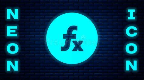 Glowing Neon Function Mathematical Symbol Icon Isolated On Brick Wall Background Vector Stock