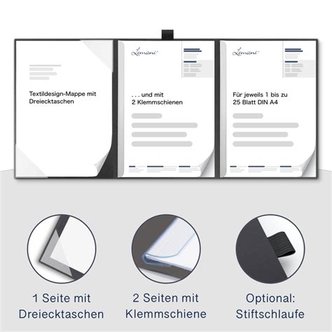 Premium Karton Mappe 3 Teilig In Dark Grey Mit Dreiecktaschen Li