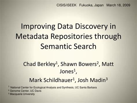 Ppt Improving Data Discovery In Metadata Repositories Through Semantic Search Powerpoint