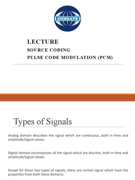 Source Coding Pulse Code Modulation Pcm Pdf Sampling Signal Processing Modulation