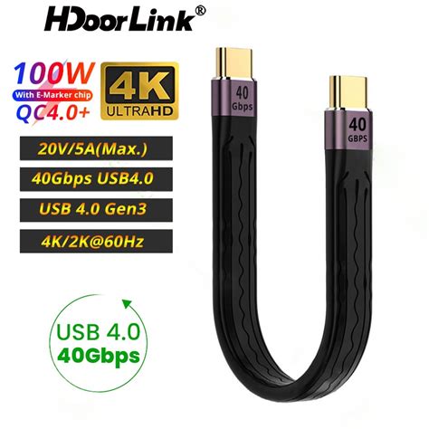 Hdoorlink Pd W A Usb C To C Fast Charging Usb Gen Type C Charger Cable Thunderbolt K