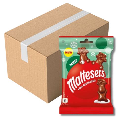 Malteser Mint Mini Reindeer Bags 59g Case Of 24 Festive Christmas