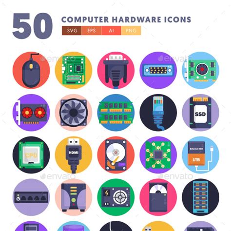 Computer Hardware Icons Set