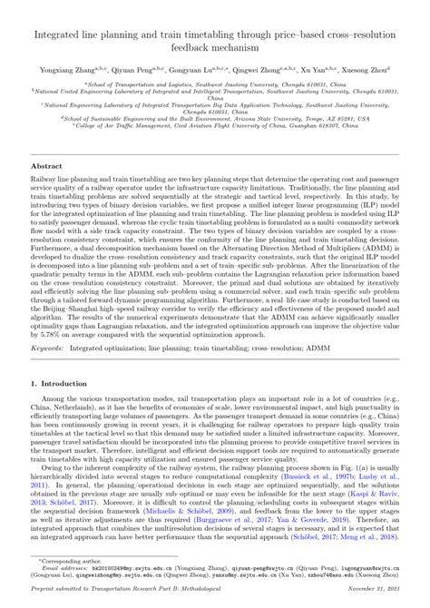 Pdf Integrated Line Planning And Train Timetabling Through Price