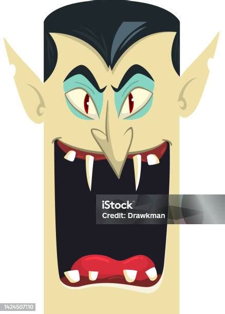 즐거운 할로윈 보내세요 드라큘라 얼굴 아바타 백작 큰 열린 입 혀 송곳니가있는 귀여운 만화 뱀파이어 캐릭터 가공의 인물에 대한 스톡 벡터 아트 및 기타 이미지 Istock