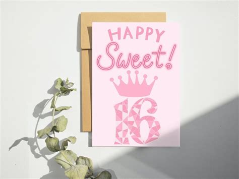 Printable Sweet 16 Birthday Card Etsy