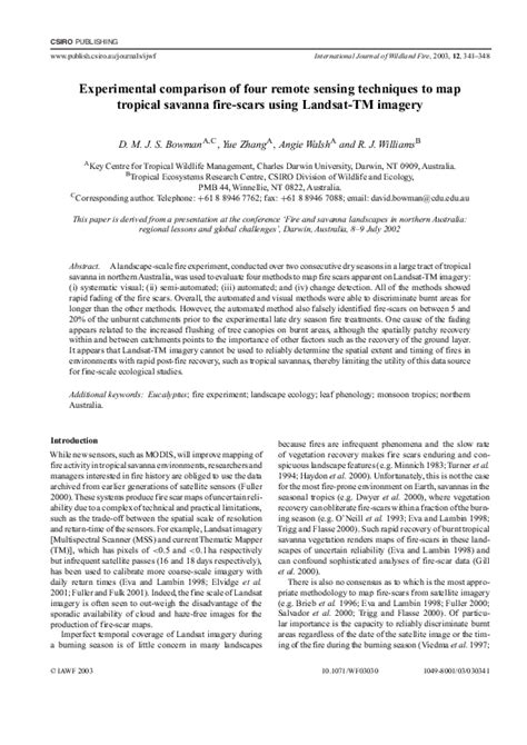 Pdf Experimental Comparison Of Four Remote Sensing Techniques To Map