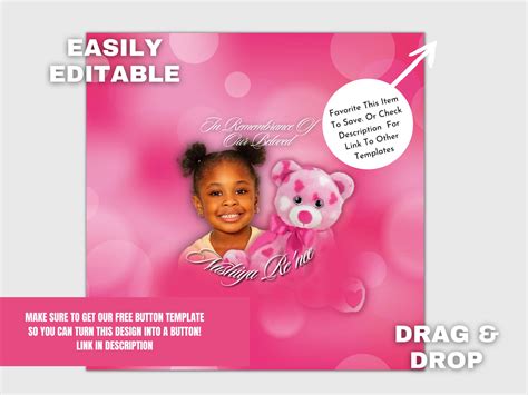 Pink Pinback Template Full Color Personalized Funeral Buttons Pinback