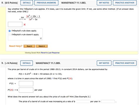 Solved 7 1 5 3 Points DETAILS PREVIOUS ANSWERS WANEFMAC7 Chegg Com