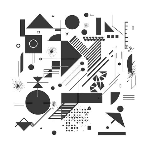 바우하우스 멤피스 디자인을 사용하는 추상적인 기하학적 모양 프리미엄 Ai 생성 벡터