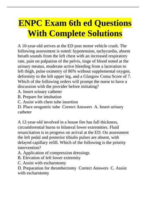 Enpc Exam 6th Ed Questions With Complete Solutions Enpc Stuvia Us Enpc Exam 6th Ed Questions With Complete Solutions Enpc Stuvia Us