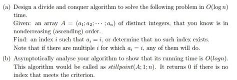 Solved A Design A Divide And Conquer Algorithm To Solve Chegg