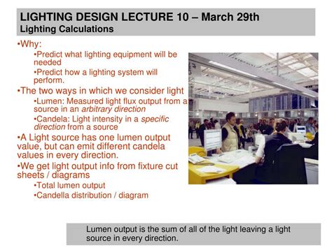 Ppt Lighting Design Lecture 10 March 29th Lighting Calculations Powerpoint Presentation Id