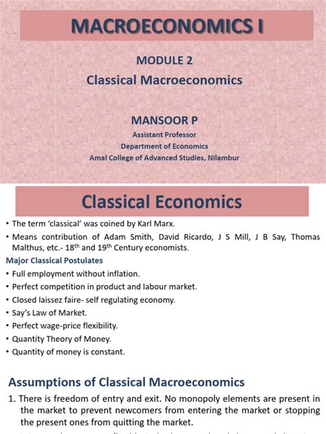 Macroeconomics I Module 2 Classical Macroeconomics Pdf Full Employment Recession